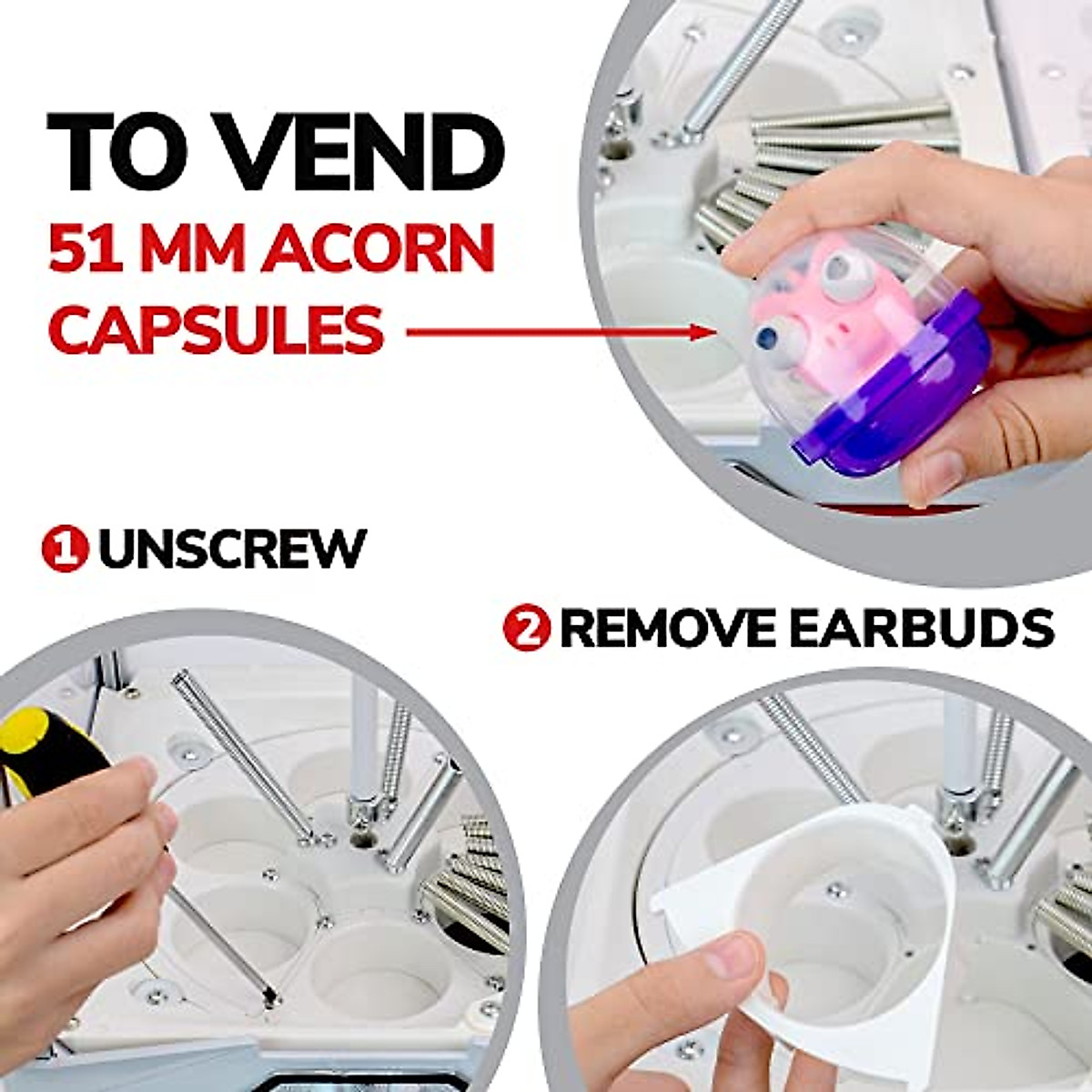 Vending Machine - Big Capsule Vending Machine - Prize Machine - Commercial Vending Machine for 2 Inch Round Capsules Gumballs Bouncy Balls - Blue