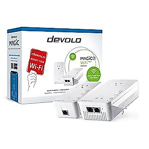 devolo Magic 2 WiFi next Powerline Starter Kit | Mesh Wi-Fi AC | 2000 Mbps | G.hn Wave 2 | Multi-User MIMO | 2 Passthrough Adapters | 3x Gb LAN Ports [2+1] | Plug & Play | Best for smart devices