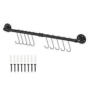 uxcell Wall Mounted Towel Rack, Industrial Pipe Towel Bar, Bathroom Hardware Towel Bar Accessory, Kitchen Pot Rack DIY Rustic Iron Bathroom Towel Rack Holder (40 Inch)