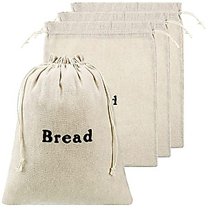 Linen Bread Bags Large Burlap Reusable Drawstring Bread Bags 12 x 15 Inch Unbleached Loaves Pastries Bags Handmade Food Storage for Bakery Picnic Wedding Wrapping Camping (3 Pieces)
