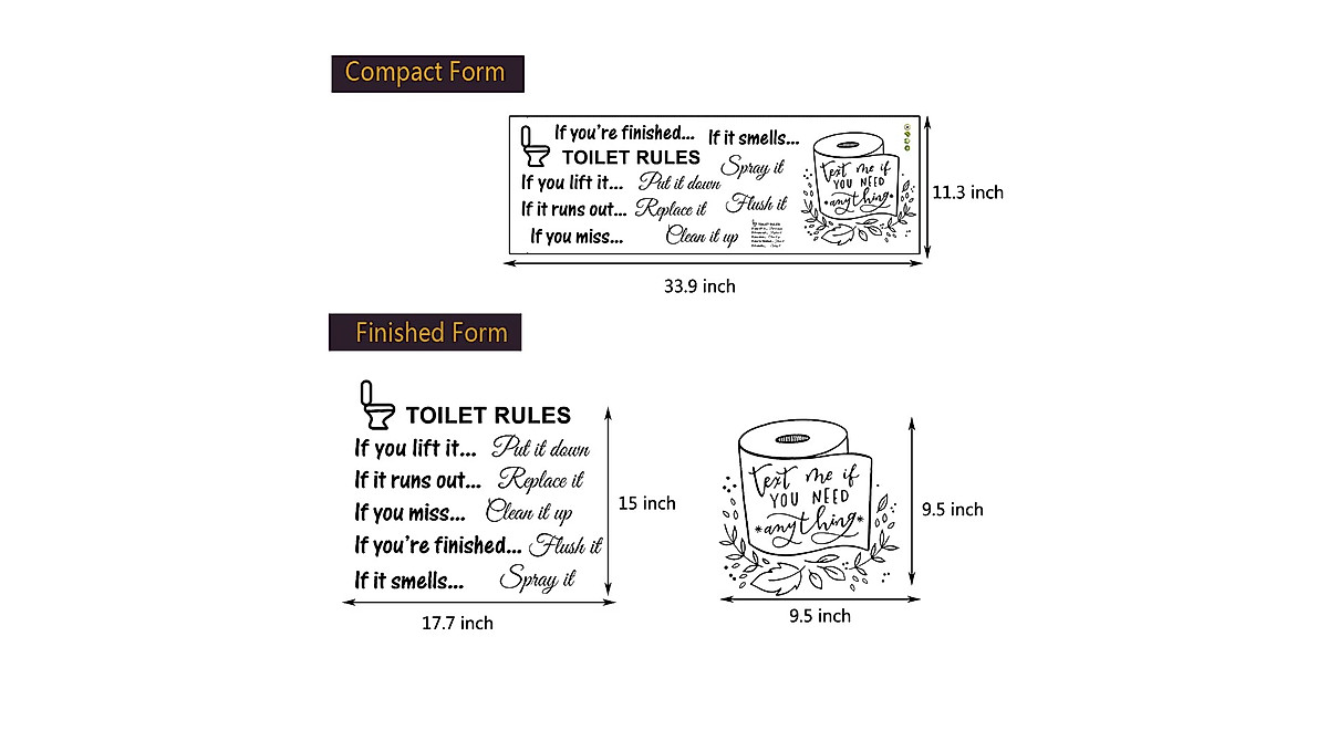 Toilet Rules Wall Decals for Bathroom - Easy Vinyl Stickers
