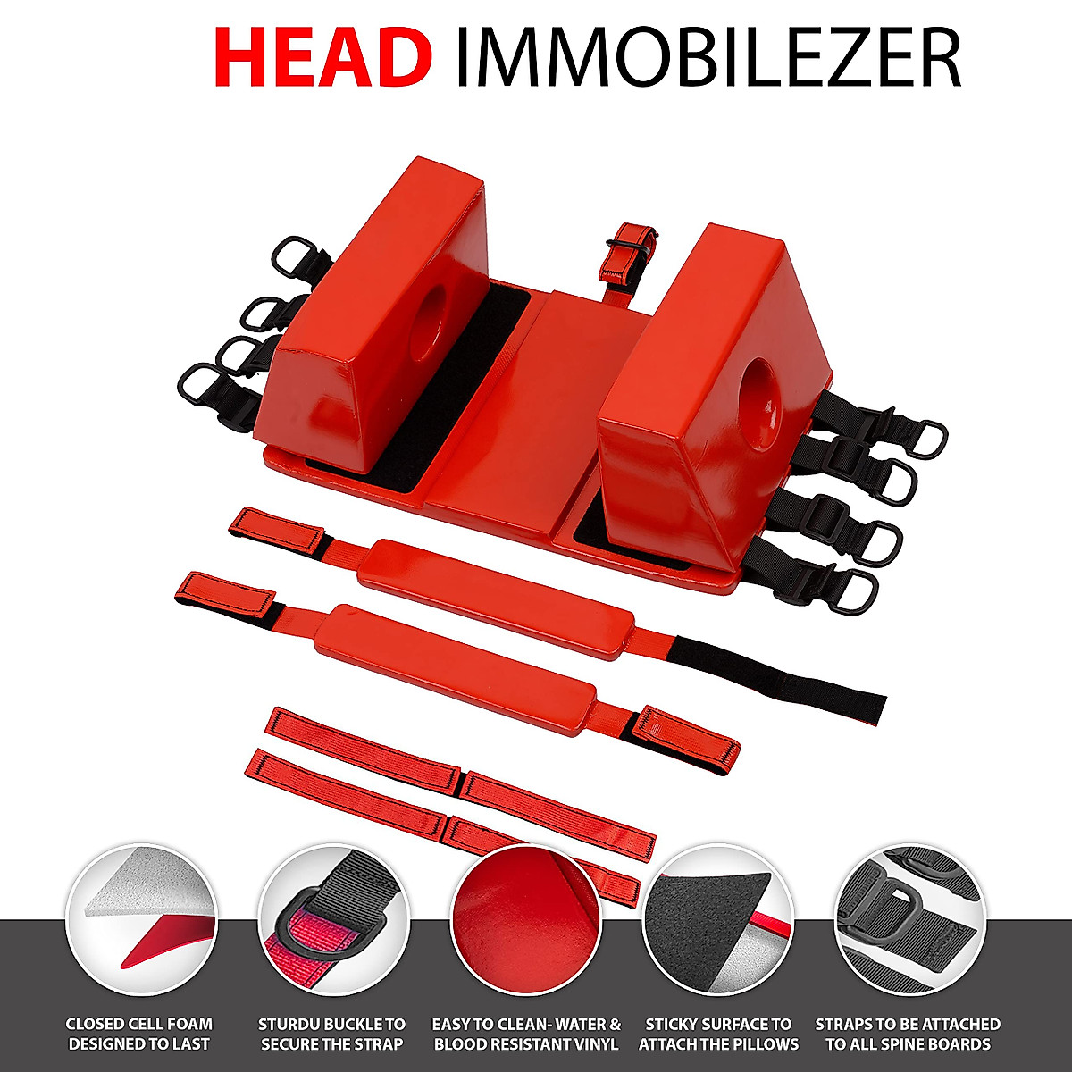 SURGICAL ONLINE First Responder EMT Backboard Spine Board Stretcher Immobilization with Head Bed and Spider Straps - Gift EMT Trauma Bag … (Orange)