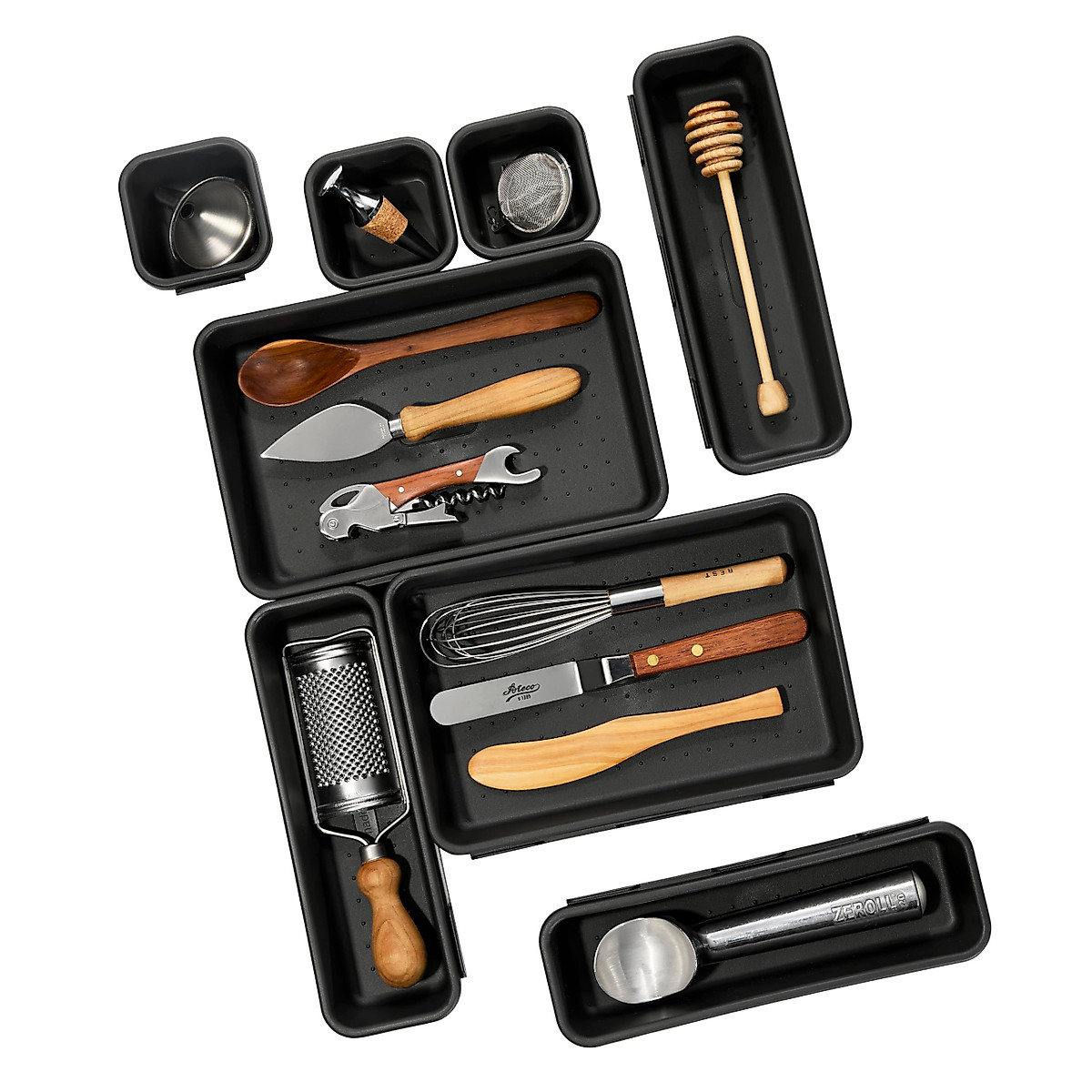 madesmart 8-Piece Interlocking Bin Pack - Granite | VALUE COLLECTION | Customizable Multi-Purpose Storage | Durable | Easy to Clean | BPA-Free (59601)