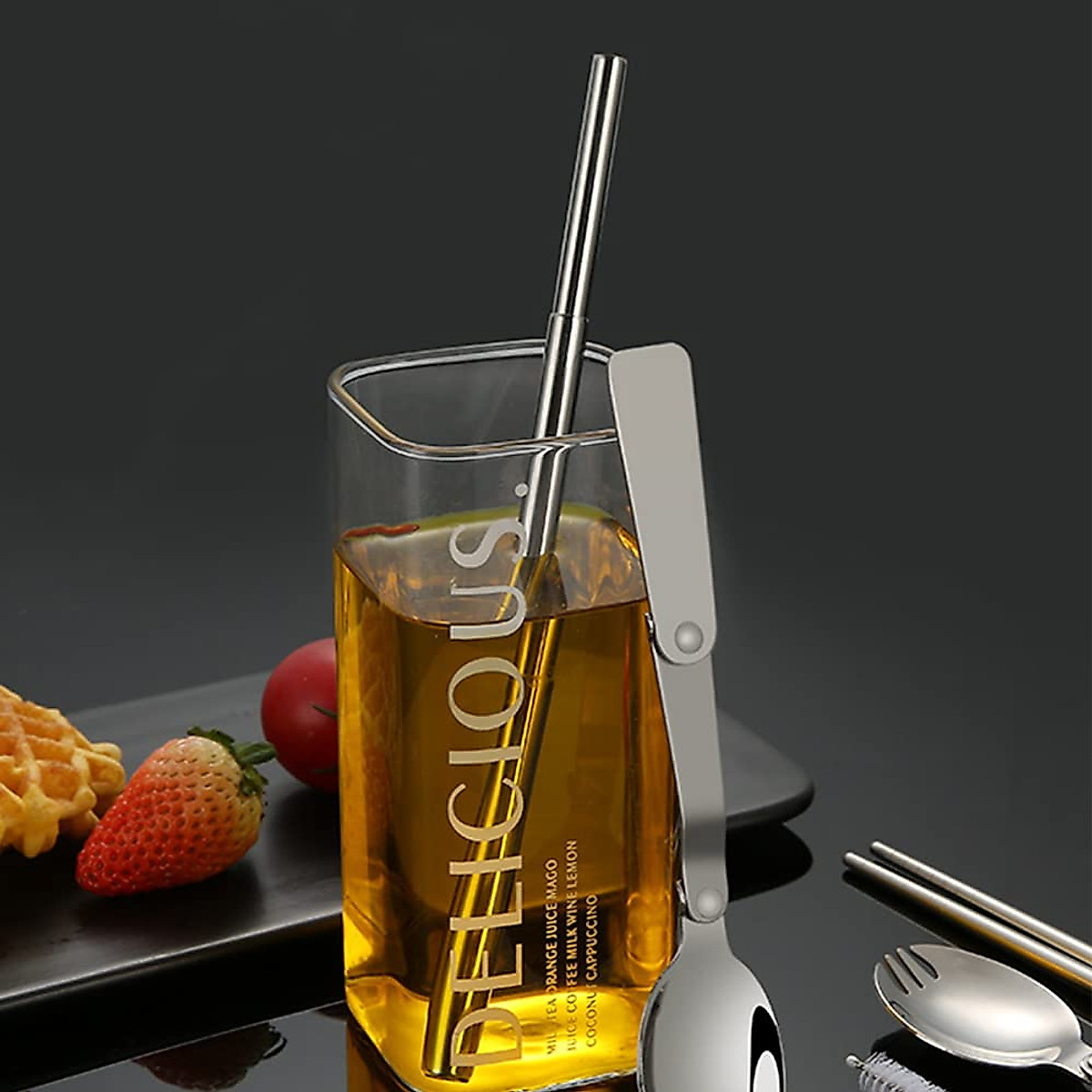 Reusable Metal Straws Collapsible Stainless Steel Straws with Cleaning Brush and Storage Case Portable Collapsible Straws with a Case for Travel Home Metal Straws Drinking