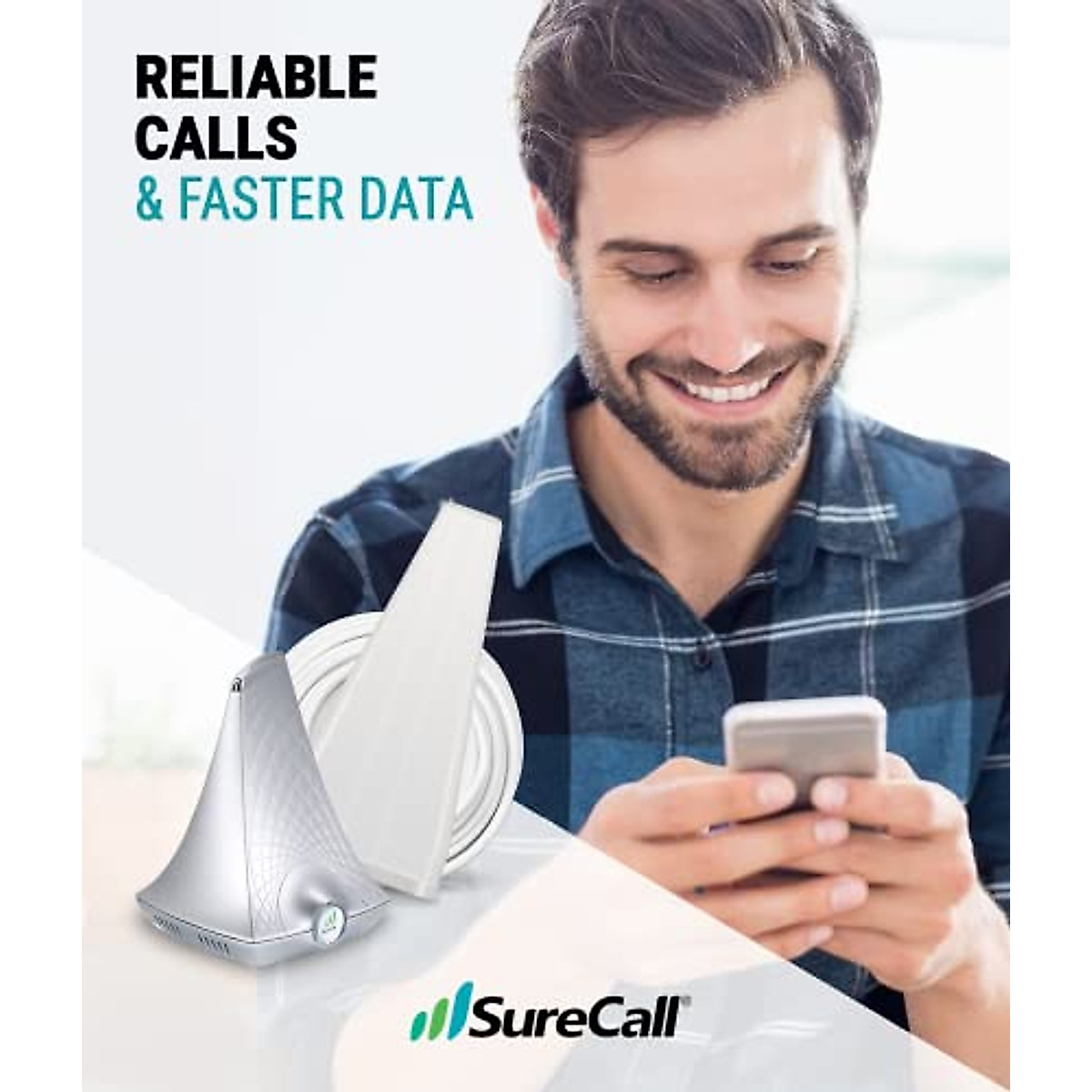 SureCall Flare 3.0 Cell Phone Signal Booster for Home & Office up to 3500 sq ft, Boosts 5G/4G LTE, Yagi Outdoor Antenna, Multi-User, Verizon AT&T Sprint T-Mobile, FCC Approved, USA Company