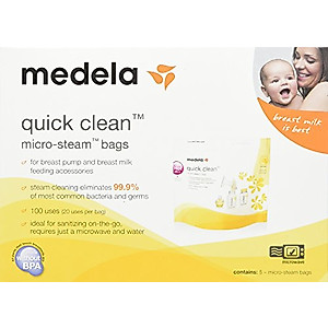 Medela Quick Clean Micro-Steam Bags Economy Pack of 4 retail boxes (20 Bags Total)
