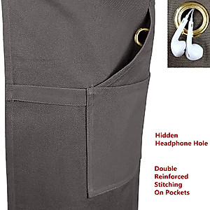 Sturdy Thick Professional Artist Apron, Cross Back + Fasten/Quick Release Buckle + 6 Pockets with 1 Zipper Pocket + 2 Towel Loops For Artist Kitchen, Adjustable M to XXL, 27"X31" - 100% Cotton Canvas