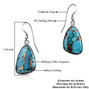 Shop LC 925 Sterling Silver Drop Dangle Solitaire Turquoise Earrings for Women Western Earrings Southwest Boho Birthday Gifts for Women