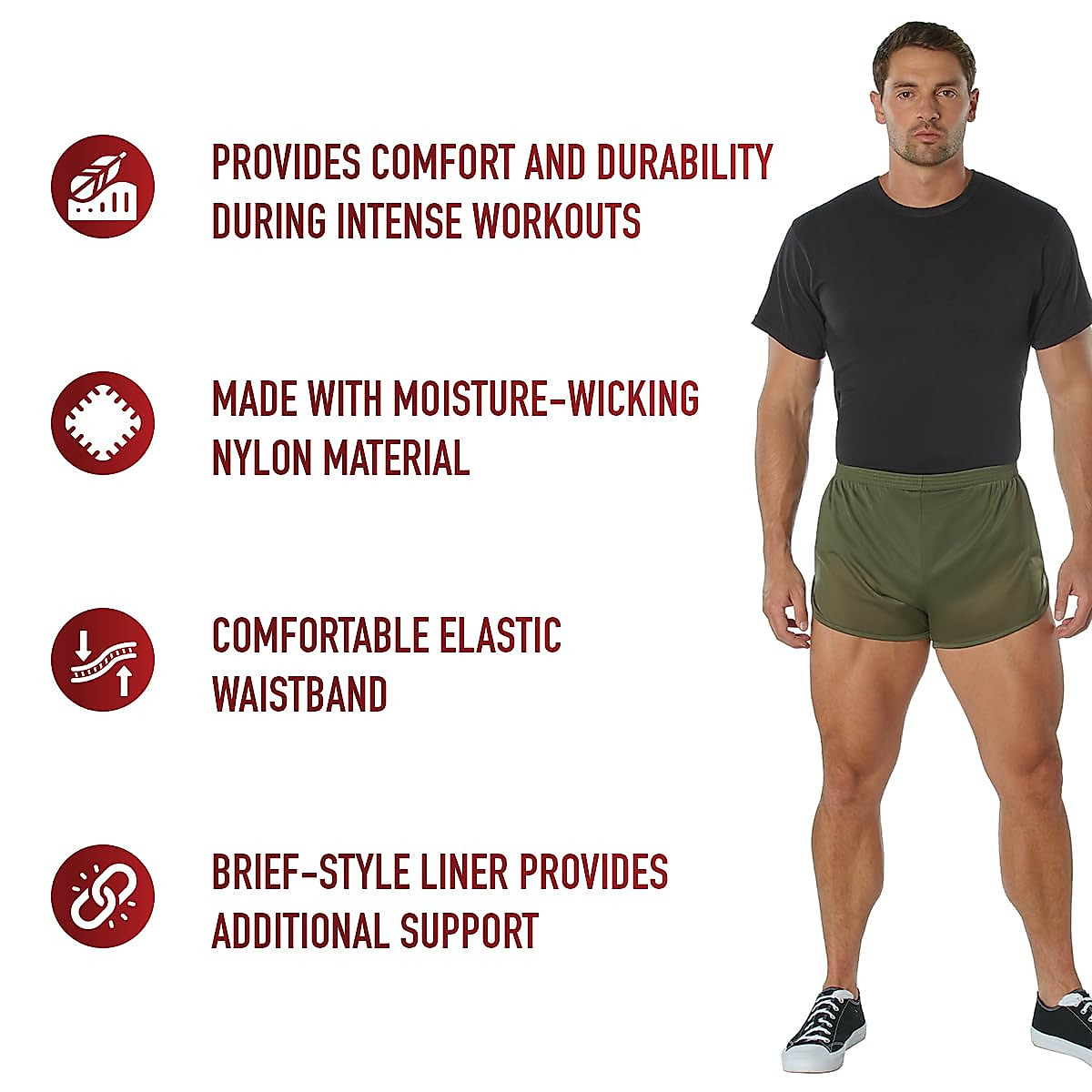 Rothco Ranger PT Shorts - Perfect for The Gym, Running, and More - Olive Drab - M