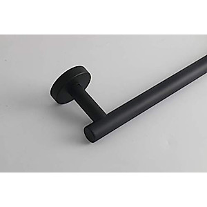 TocTen 16 inch Towel Rack for Bathroom + 4 Pack Towel Hooks Wall Mounted, Made of Thicken SUS304 Stainless Steel Material (Matte Black)