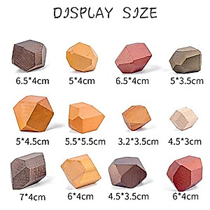 Gupgi Wooden Building Blocks Set Lightweight Natural Balancing Blocks Colored Wooden Stones Stacking Game Rock Blocks Educational Puzzle Toy (12pcs, More Large)