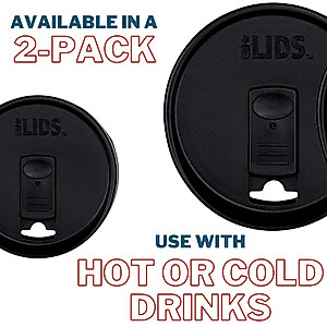 iLIDS Mason Jar Drink Lid, Wide Mouth, Black, Pack of 2