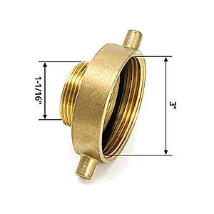 QWORK Brass Fire Hydrant Adapter, Hydrant to Garden Hose Adapter, 2-1/2" NST (NH) Female x 3/4" GHT Male, Fire Equipment Hose Adapter with Pin Plug, 1 Pack