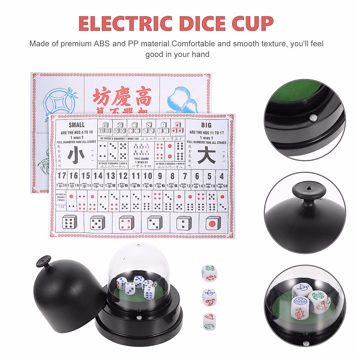 BESPORTBLE Automatic Lucky Dice Roller Cup Set Electrical Shaking Dice Cup Battery Powered Shaker Dice Set Ktv Pub Bar Party Game for Christmas Party Games