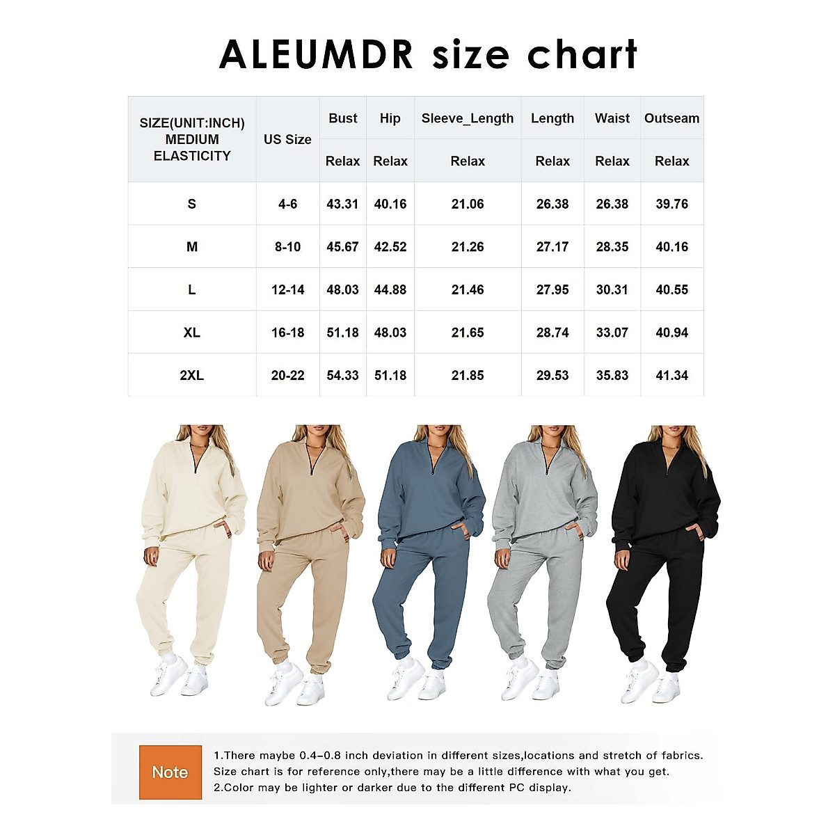 Aleumdr Womens 2 Piece Sweatsuit Sets 2025 Fall Trendy Half Zip Pullover Long Sleeve Sweatshirt Jogger Pants Outfits with Pockets Black Medium