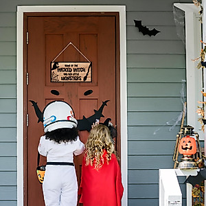 Home Of The Witch Sign, Halloween Wooden Hanging Sign, Home Fall Witch Hat Wood Sign Plaque for Front Door, Happy Halloween Porch Yard Decor Wall Art Sign, Indoor Outdoor Halloween Party Supplies-22