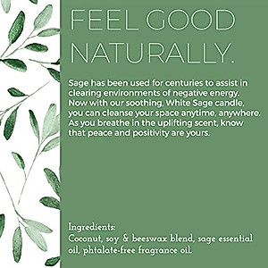 White Sage Smudge Candle for Cleansing House Negative Energy, Hand-Poured in USA, Perfect for Intention Setting, Meditation, Chakra Healing, Calm Anxiety