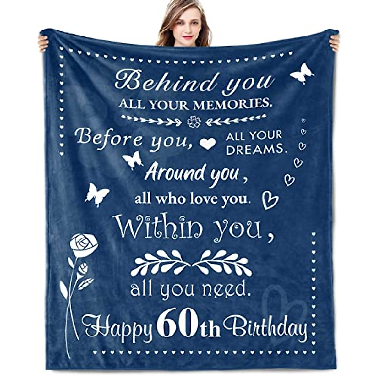 Paihvcn 60th Birthday Gifts for Women Blanket 60"x50", 60th Birthday Decorations Women Men, 60th Birthday Gift Ideas for Men, 1963 Birthday Gifts for Women Men, Birthday Gifts for 60 Year Old Woman