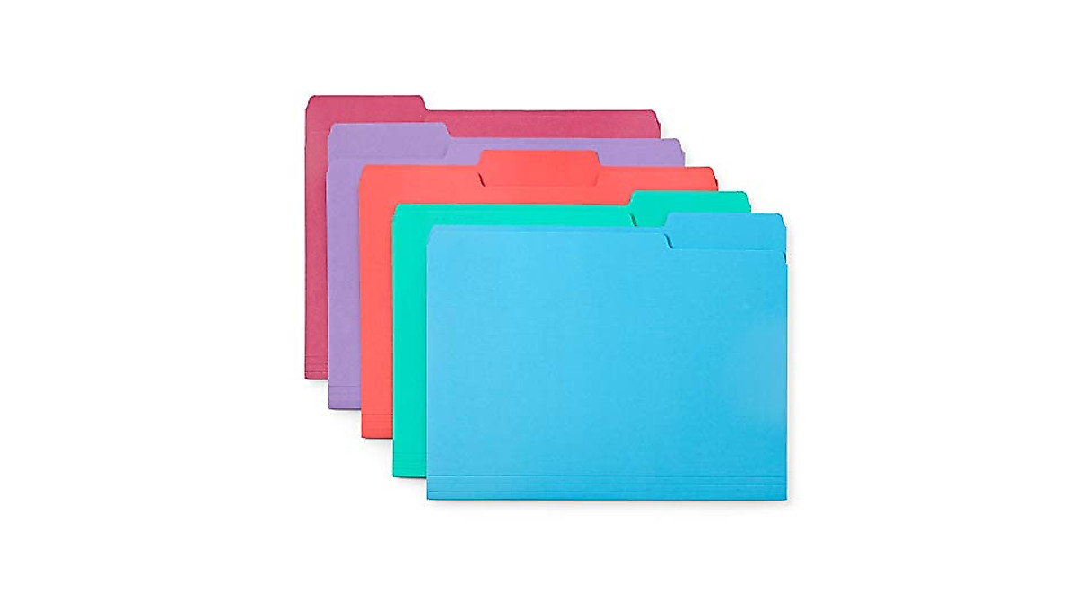 Blue Summit Gem Tone File Folders - Assorted Colors, 100 Pack