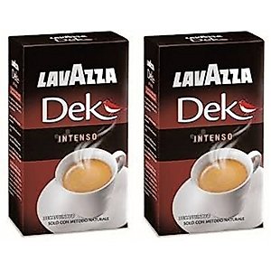 Lavazza: "Dek" Roasted Ground Coffee, Decaffeinated Intense Taste 8.8 Ounce (250gr) Packages (Pack of 2) [ Italian Import ]