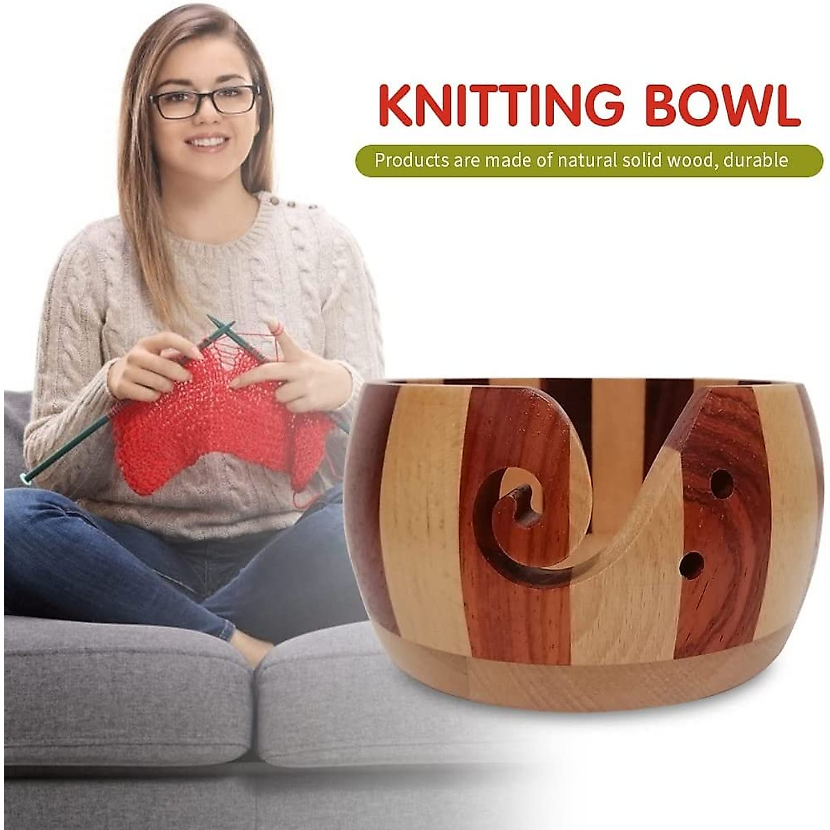 TAYASH Yarn Bowls for crochetingandDIY Glow Yarn Sets Knitting Yarn Bowls with Holes Crochet Bowl Holder Handmade Yarn Storage Bowl for DIY Knitting Crocheting Accessories