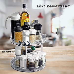 2 Tier Lazy Susan Organizer for Cabinet, 9-Inch Clear Lazy Susan Turntable for Cabinet Organizer, Skincare Organizer , Spice Storage Containers