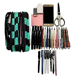 Anime Pencil Case, Cute Kawaii Large Capacity Pencil Pouch Holder for Boys Girls Teens College Back to School Stationery, Green