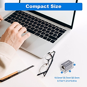 VCELINK RJ45 Coupler, Shielded Ethernet Coupler POE Ethernet Cable Extender for Cat7/Cat6a/Cat6/Cat5e, Female to Female in-Line Coupler, 4 Pack