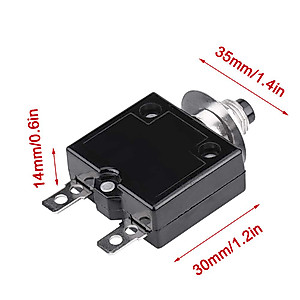 5 A / 8 A / 10 A / 15 A / 18 A / 20 A / 30 A Thermal Switch Reset, Current Overload Device Circuit Breaker Manual Reset Circuit Breaker Overcurrent Protector(5A)