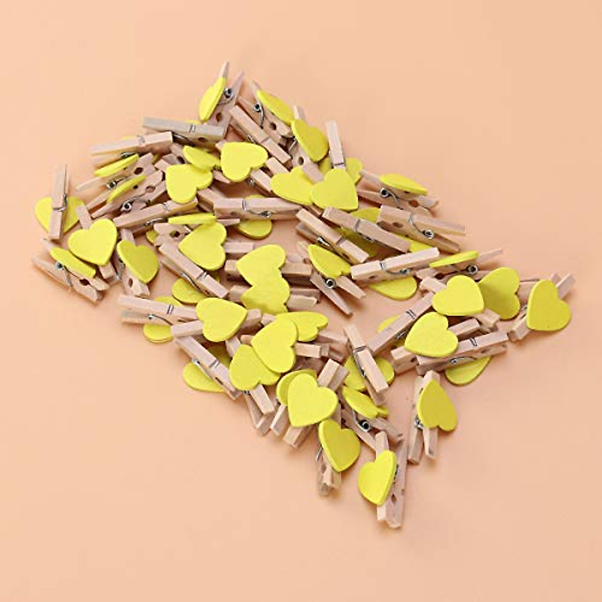 SOIMISS Photo Clips 50pcs Wooden Clothespins Mini Heart Decorative Clothespins Craft Peg Pins Clips Wall Decoration for Photo Display Hanging Decor Mini Photo Clips
