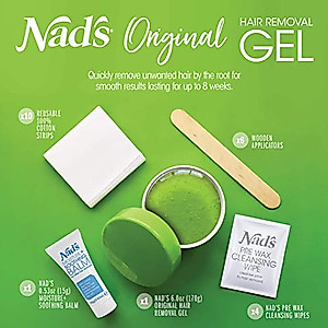 Nad's Wax Kit Gel, Wax Hair Removal For Women, Body+Face Wax, 6 Ounce