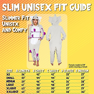 Funziez! Slim Fit Adult Onesie - Animal Halloween Costume - Plush Fruit One Piece Cosplay Suit for Women and Men