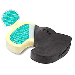 foverhom Gel Seat Cushion for Long Sitting,Office Chair Seat Cushion for Tailbone Pain Relief,Non Slip Orthopedic 50 Density Slow Rebound Memory Foam Car Seat Cushion with Handle and Concealed Zipper