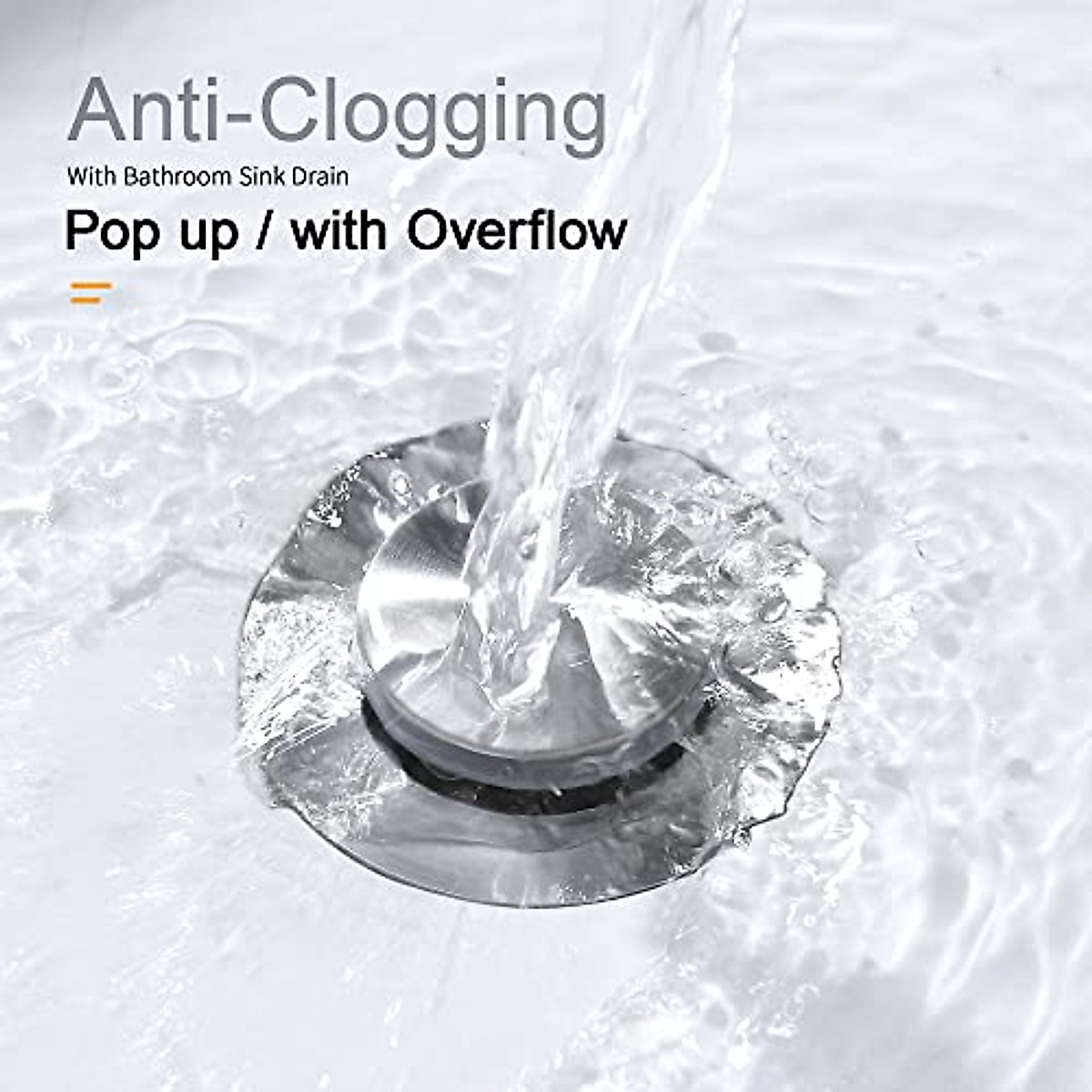 Brushed Nickel Waterfall Bathroom Faucets - 2 Handles Bathroom Sink Faucet for 3 Holes Sink, Brushed Nickel Widespread Bathroom Faucet with Pop Up Sink Drain Stopper