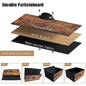 Furologee 8 Storage Drawers Dresser for Bedroom with Double Shelf Tall, Large Storage Organizer Unit for Closet,Living Room,Entryway, Wooden Top,Sturdy Metal Frame (Rustic Brown, 8 drawers)