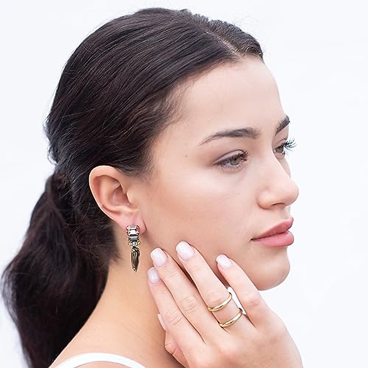 Sorrelli Spiked Drop Earrings, Rhinestone Dangling Earring, Vintage Inspired Crystal Studs, Pierced, Antique Gold-Tone Finish, Legacy Stone Pop