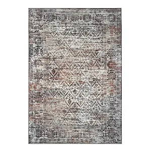 SUPERIOR Diamond Medallion Washable Rug, Cotton Backing, Pet & Kid Friendly, Easy Care, Non-Slip Rugs for Dining, Living Room, Kitchen, Bedroom, Low Pile Area Rug, Macaw Collection, 6' x 9', Cream
