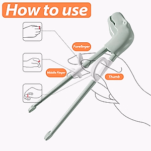 Training Chopsticks - Cute Beginner Chopsticks - Children's Cutlery and Learning Utensils With attachable Trainer - Encourage Fine Motor Skills and Healthy Eating Habits - Green Dinosaur