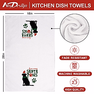 AnyDesign Christmas Kitchen Dish Towel Dog Cat Pet Lover Owner Gifts Funny Cute Xmas Hand Drying Tea Towels Ultra Absorbent Holiday Cloth Towel for Cooking Baking, 18 x 28 Inch, 2 Pack