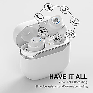 Wireless Earbud, Bluetooth 5.1 Headphones Sports Bluetooth Earbud with Deep Bass, Wireless Earphones in-Ear with Microphone USB-C Charging, IPX7 Waterproof Noise Cancelling Earbud for Running White