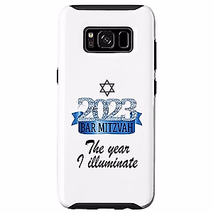 Galaxy S8 2023 Bar Mitzvah Quote Festive White Blue Decor Case