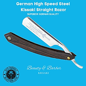 Straight Razor SHAVE READY-Shaving Knife Sharp, Steel Cutthroat Straight Edge Blade Vintage Wenge Wood Handle Classic Barber Approved