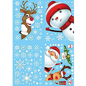 130PCS Christmas Window Clings Stickers,Christmas Decorations,Santa Claus, a Lovely Deer, Snowman, Small Gifts, Christmas Windows Decals can Remove The Sticker, Used for Christmas Decoration