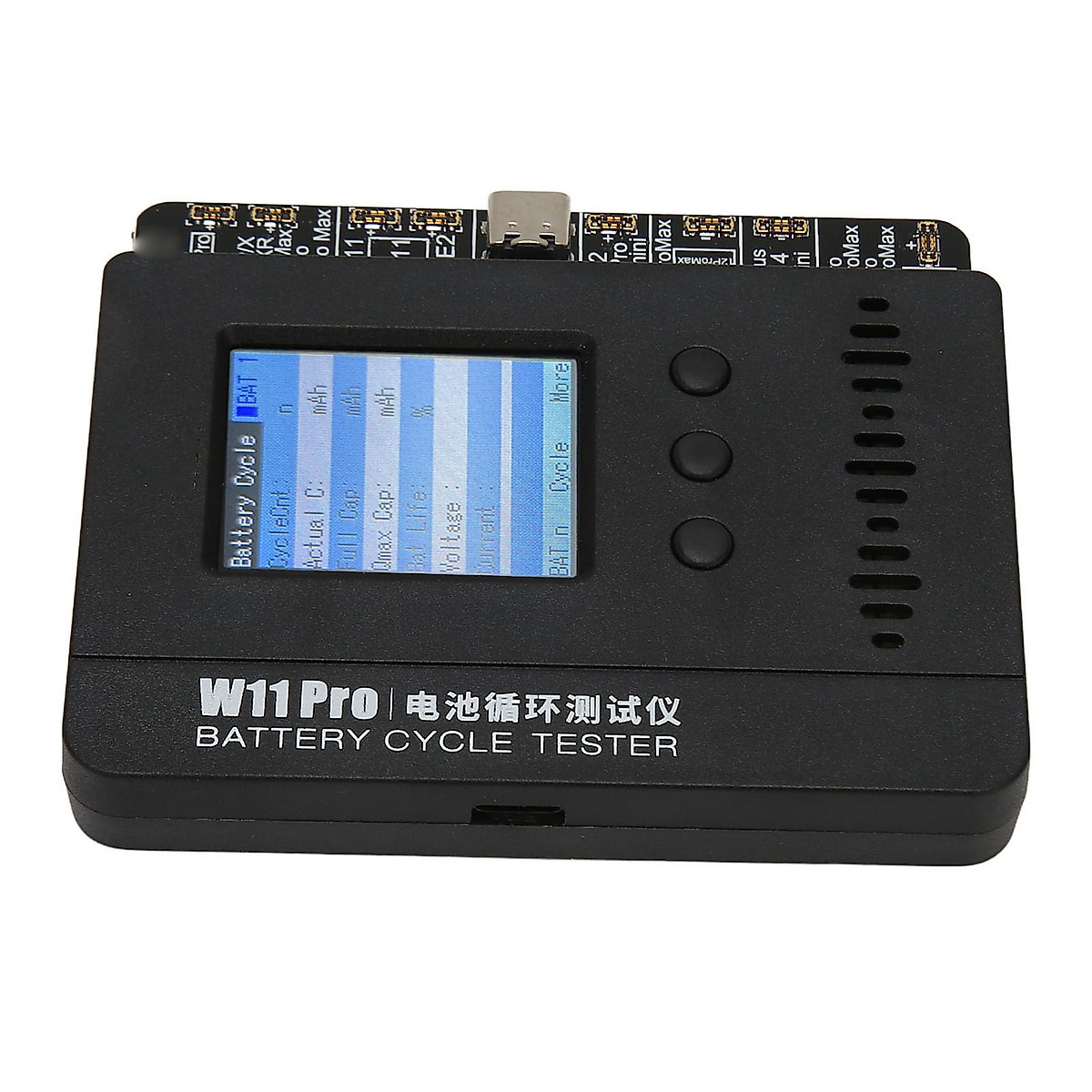 Small Battery Tester, Automatic Parameter Matching Battery Cycle Tester 1.8 Inch TFT Display for Repair (US Plug)
