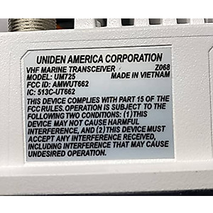Uniden UM725 Marine VHF Radio, All USA, Canada, and Int'l. Marine Channels, 1Watt/25Watt Transmit Power, Largest LCD Screen in Class, NOAA Weather Channels w/Alerts, Speaker Mic, IPX8 Waterproof.