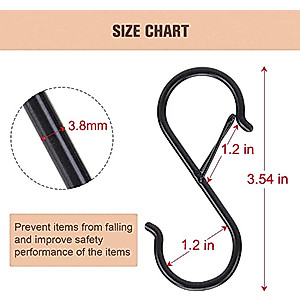 10 Pack Heavy Duty S Hooks Stainless Steel S Shaped Hooks Hanging Hangers for Kitchenware Spoons Pans Pots Utensils Clothes Bags Towers Tools Plants Heavy Duty Rustproof Safety Buckle Design(Black)