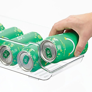 mDesign Large Plastic Pop/Soda Can Dispenser Storage Organizer Bin for Kitchen Pantry, Countertops, Cabinets, Refrigerator - Holds 9 Cans - BPA Free, Food Safe, 2 Pack - Clear