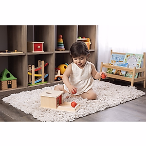 Montessori Object Permanence Box Wooden Toy Tray and Ball Drop w/ Three (3) Balls Baby First Learning Toys Imbucare Box