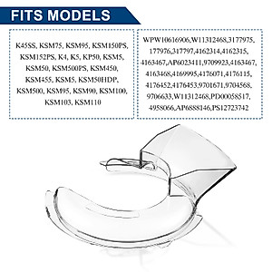 KN1PS Pouring Shield for KitchenAid 4.5Qt, W10616906 Splatter Guard Cover for Kitchen Aid Mixers Accessories, Pouring Chute for Kitchenaid Mixer, NOT DISHWASHER SAFE (8.2''diam)