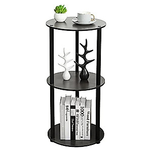 VIEWALL Round Bedside Side Table, Round End Table with Storage Shelf Small Night Stand for Living Room Couch Sofa Bedroom Balcony Home Office, Black